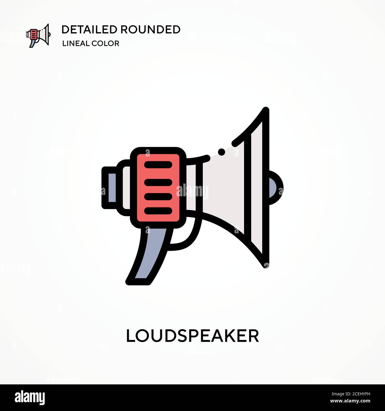 Loudspeaker detailed rounded lineal color vector icon. Illustration ...