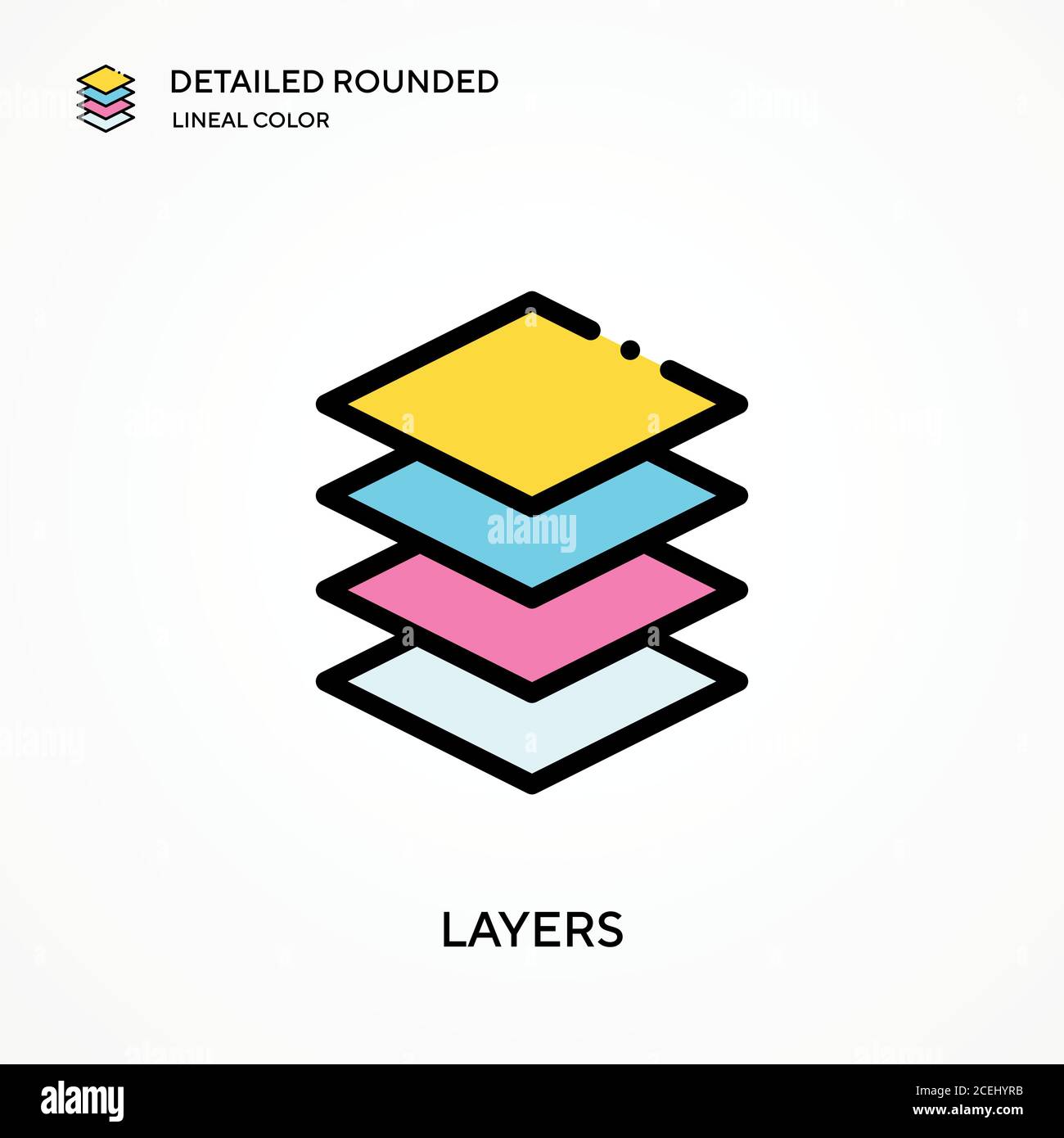 Layers detailed rounded lineal color vector icon. Illustration symbol ...