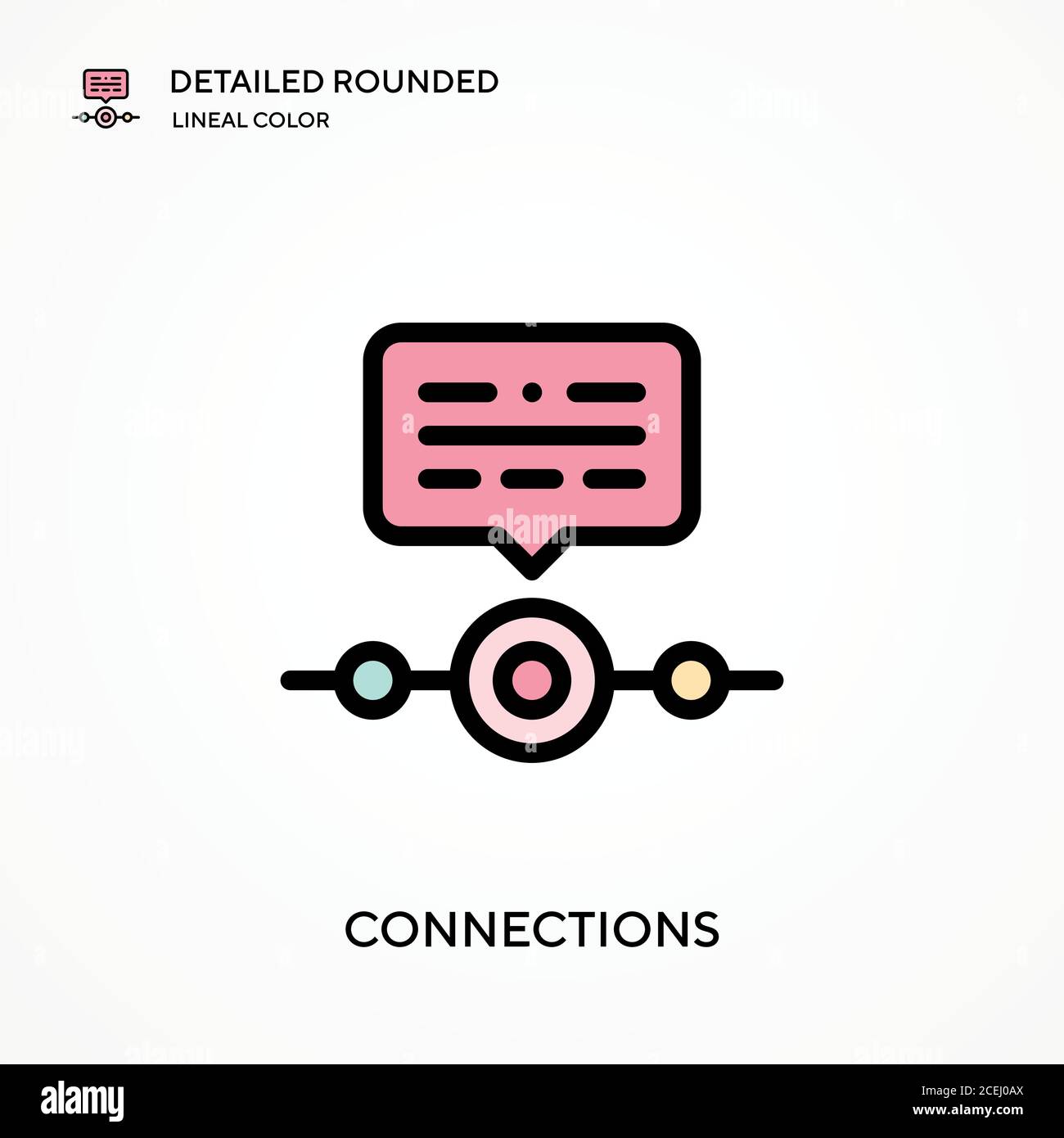 Connections detailed rounded lineal color vector icon. Illustration ...