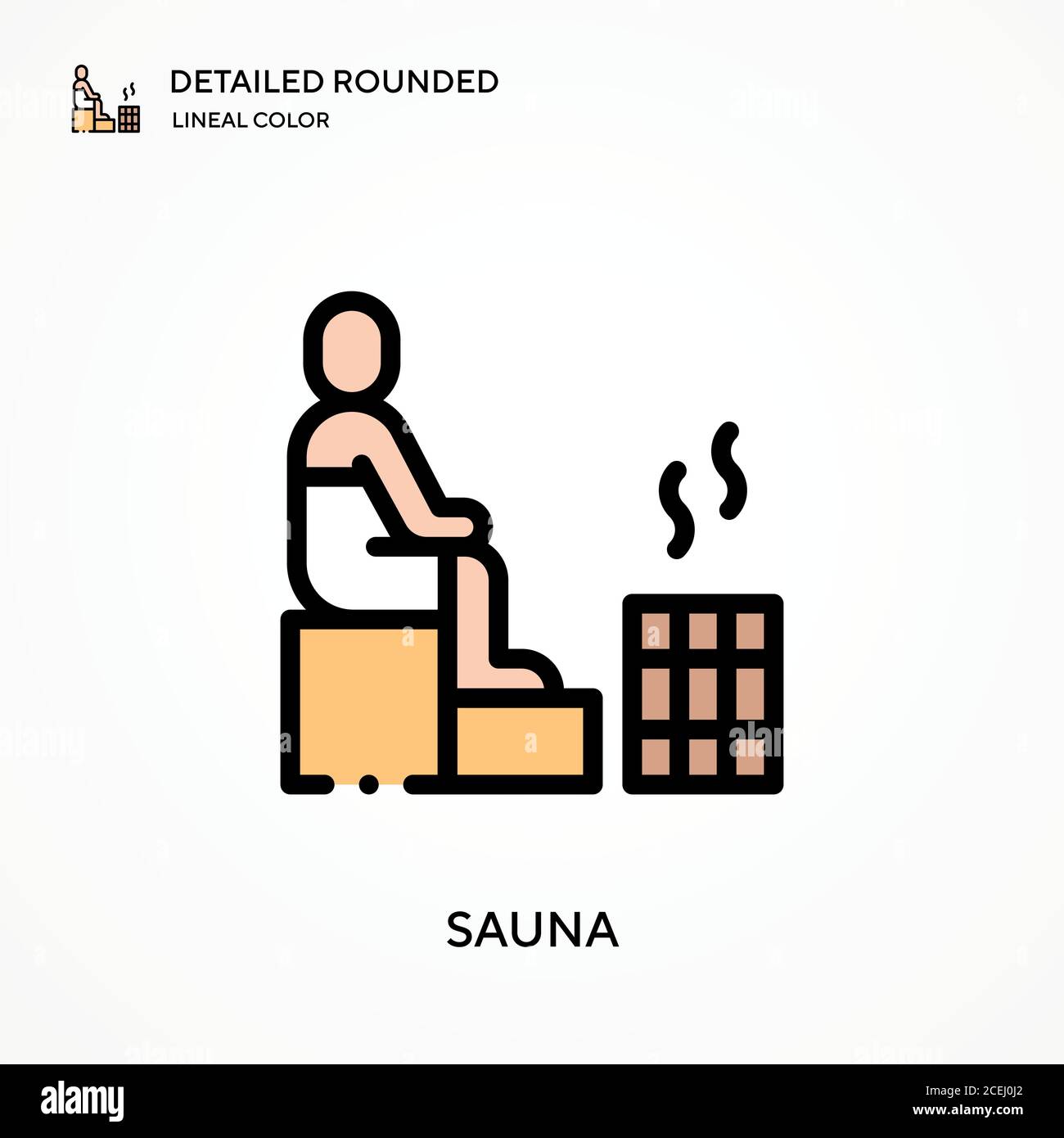Sauna detailed rounded lineal color vector icon. Illustration symbol design template for web ...
