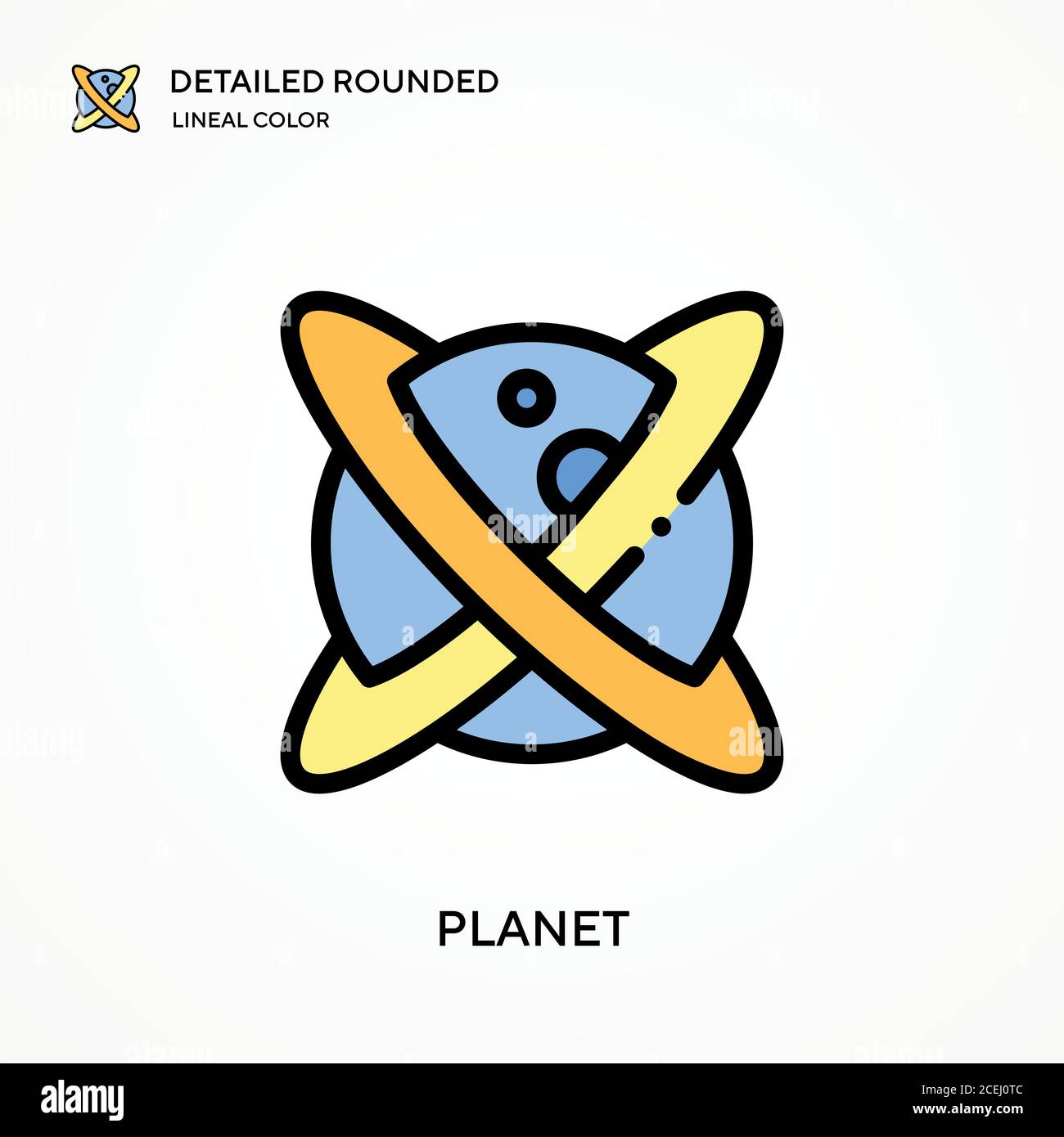 Planet detailed rounded lineal color vector icon. Illustration symbol ...
