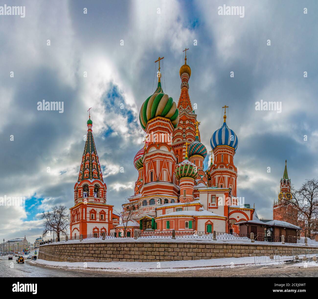A panorama picture of Saint Basil's Cathedral taken from the street ...