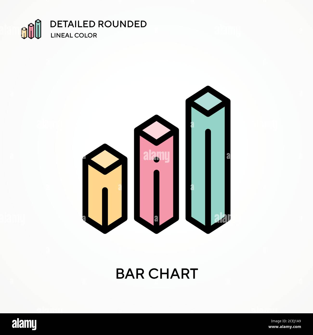 Bar chart detailed rounded lineal color vector icon. Illustration ...