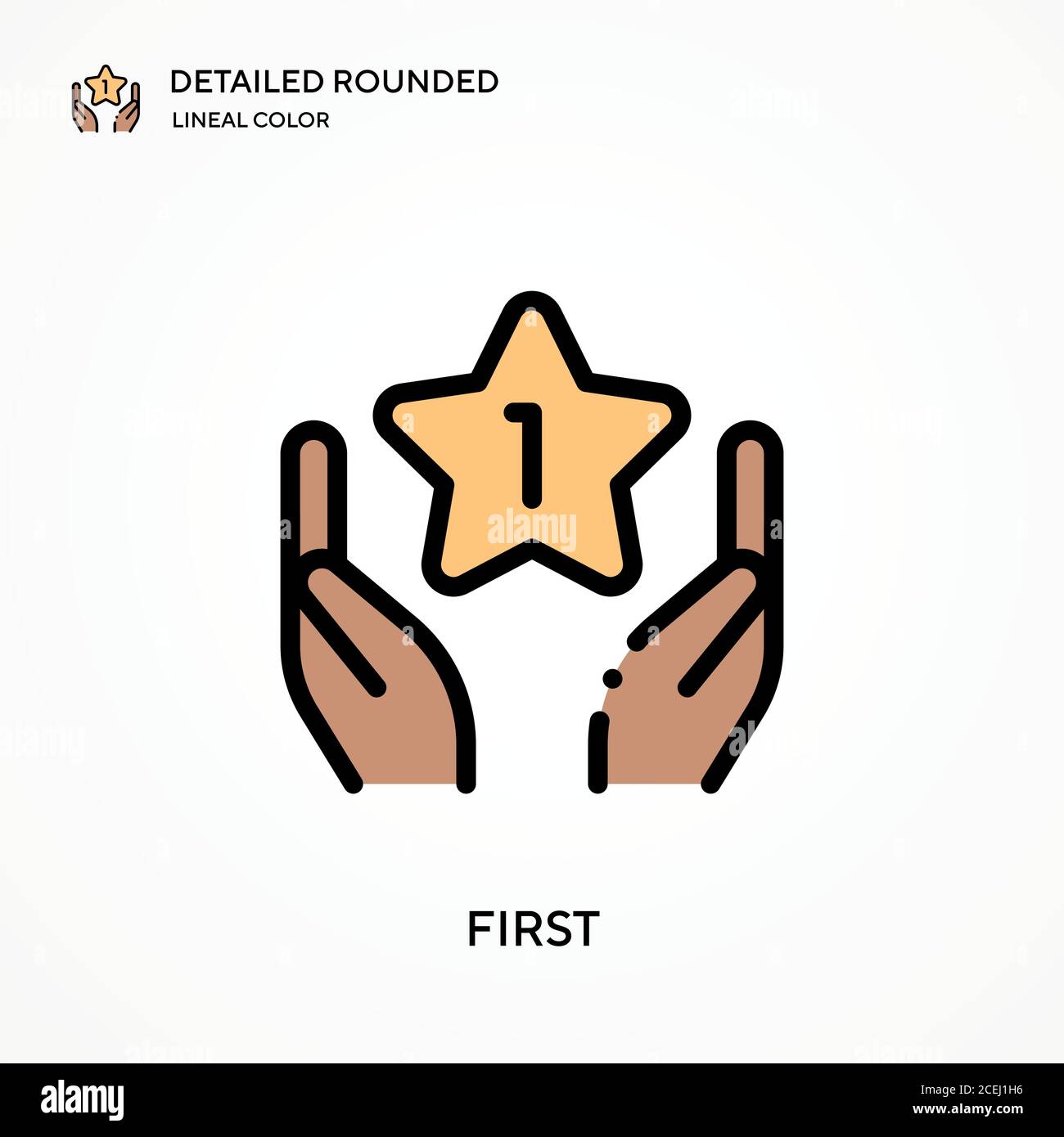 First detailed rounded lineal color vector icon. Illustration symbol ...