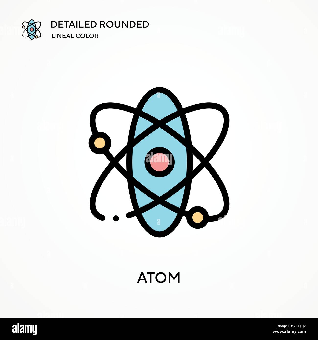 Atom detailed rounded lineal color vector icon. Illustration symbol ...