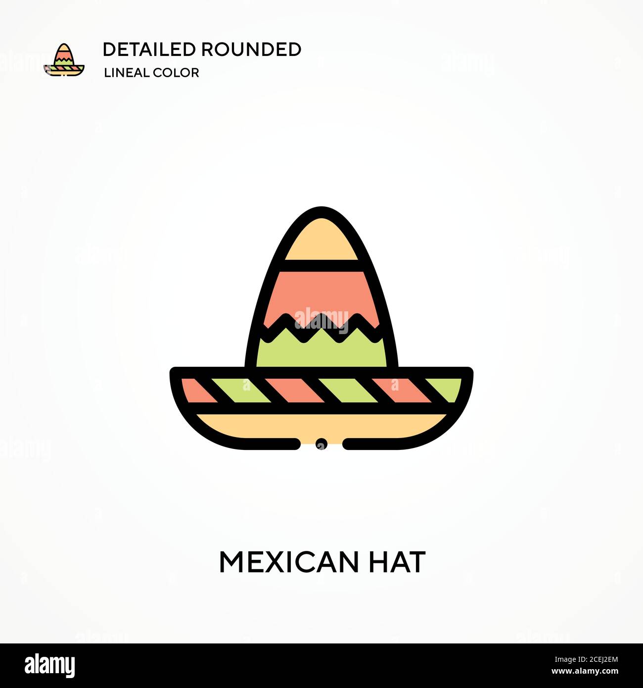 Mexican hat detailed rounded lineal color vector icon. Illustration ...