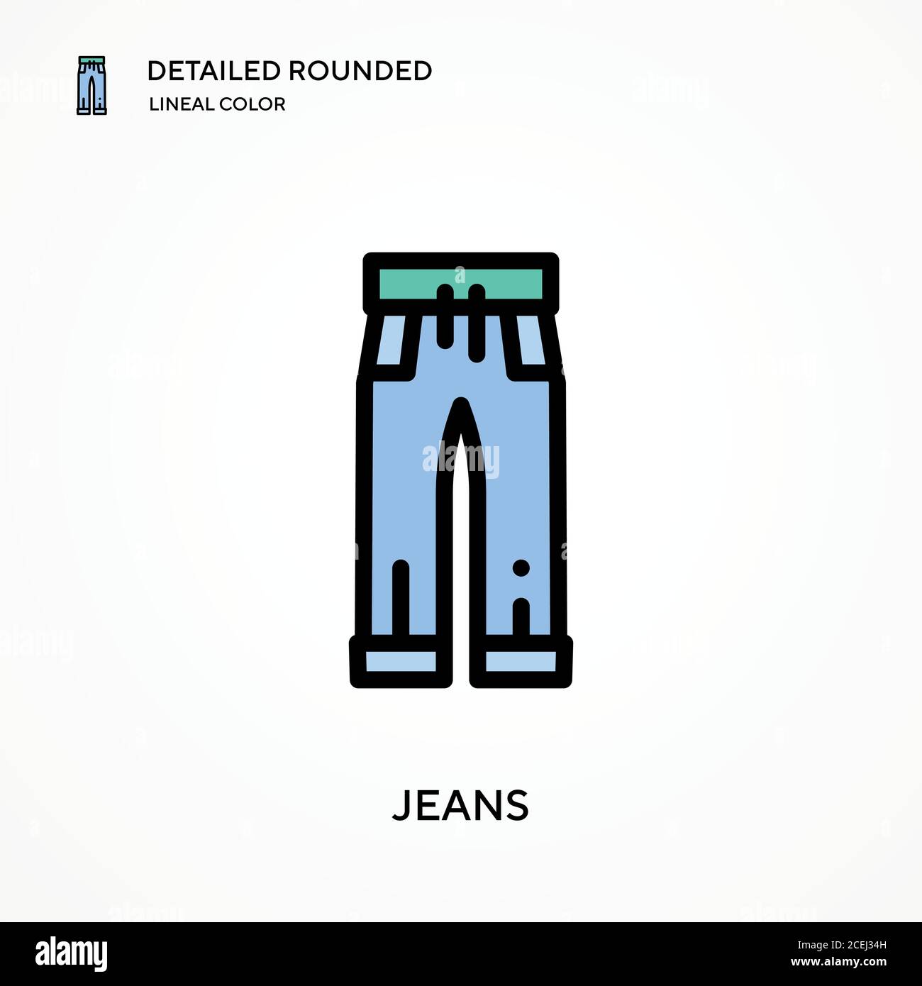 Jeans detailed rounded lineal color vector icon. Illustration symbol ...