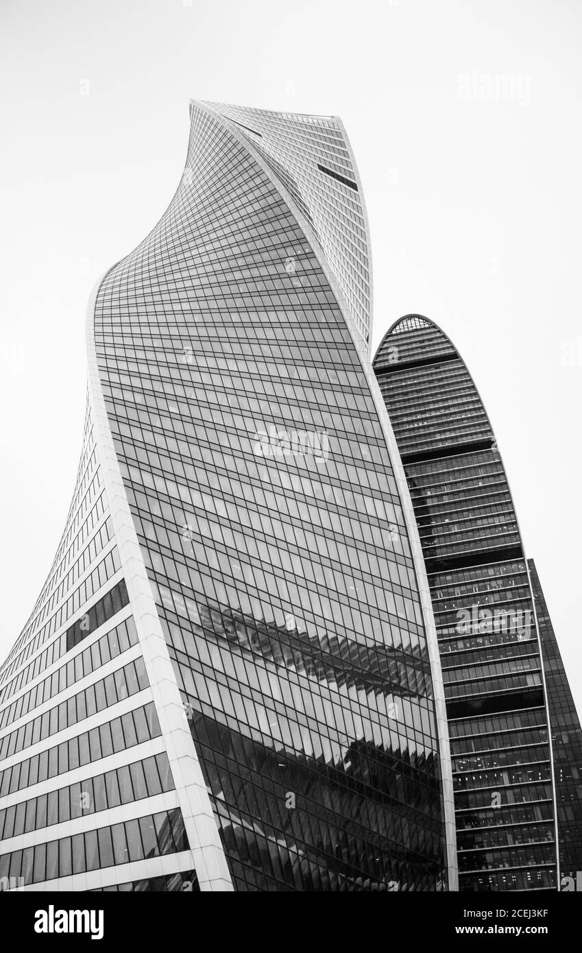A picture of the Evolution Tower, part of the Moscow City complex Stock ...