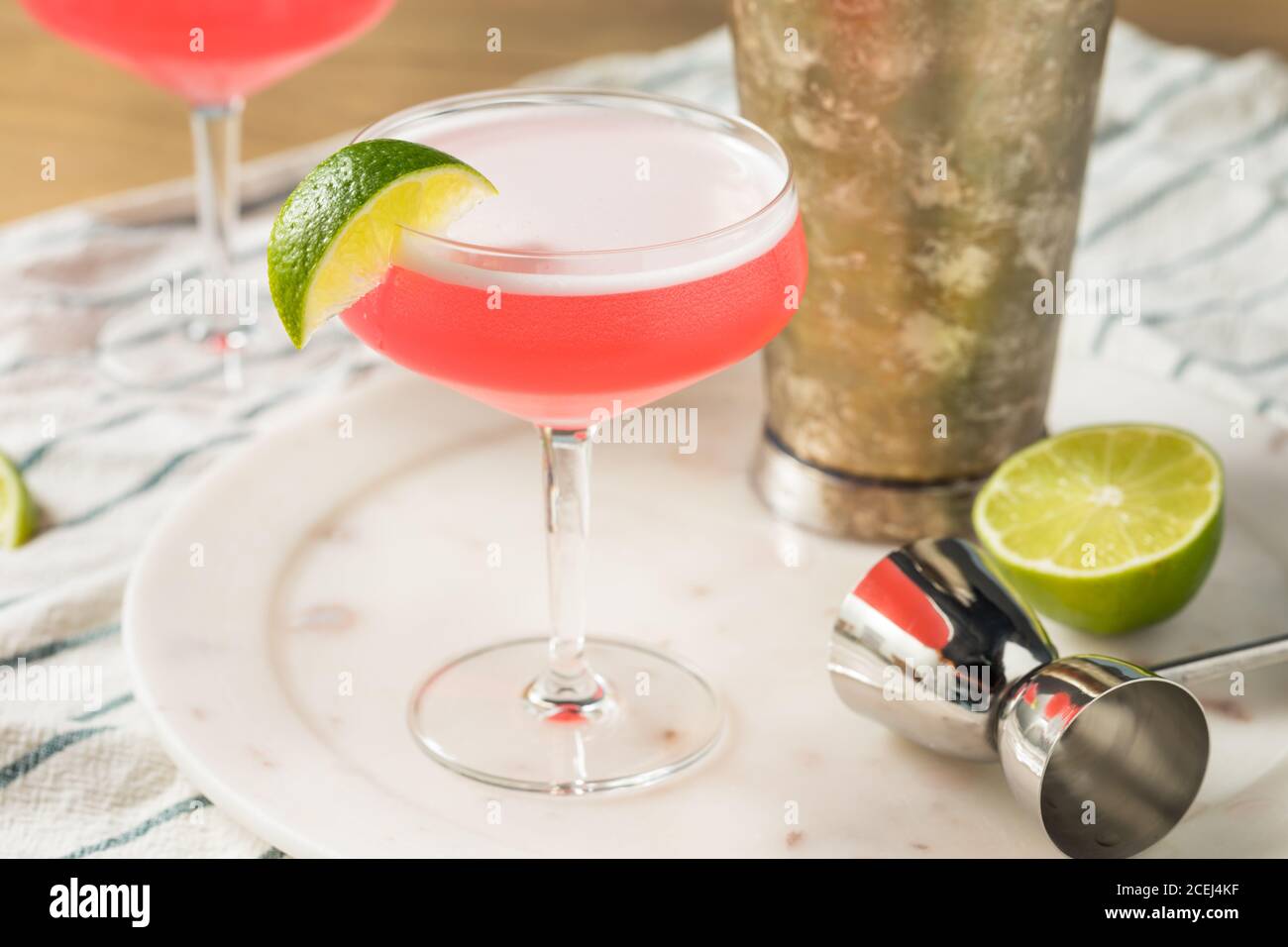 Refreshing Cold Pink Cosmopolitan Cocktail with Vodka and Cranberry ...