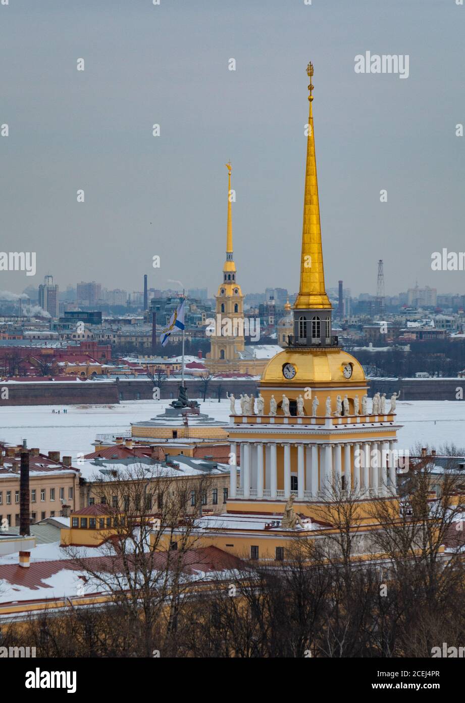 A picture of the Admiralty Building's pointy tower on the foreground ...