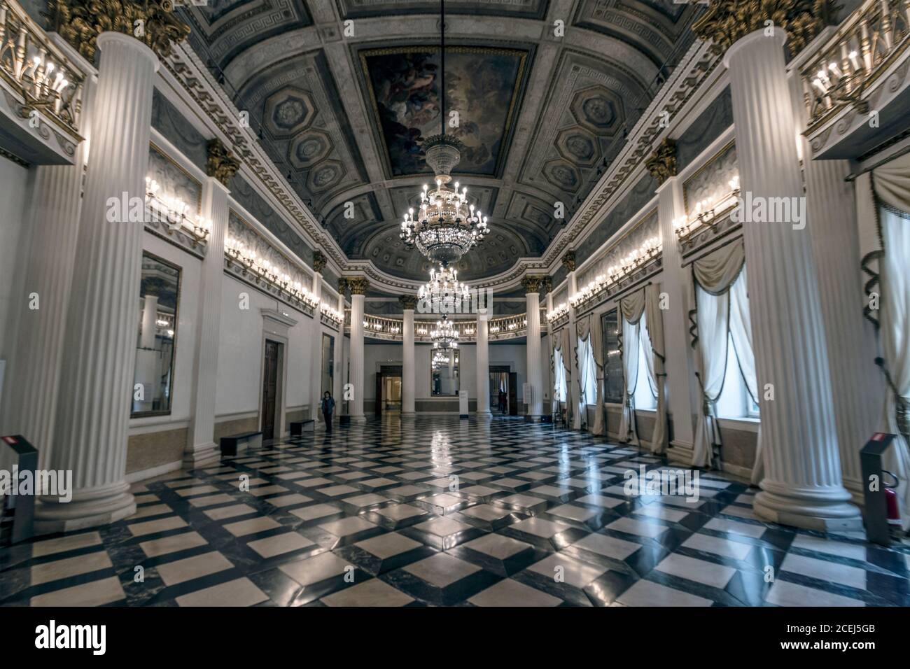The beautiful Ballroom of Palazzo Correr, in Empire style with white ...