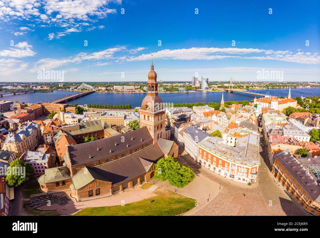 Beautifull aerial panoramic view from drone In sunny summer Day to ...