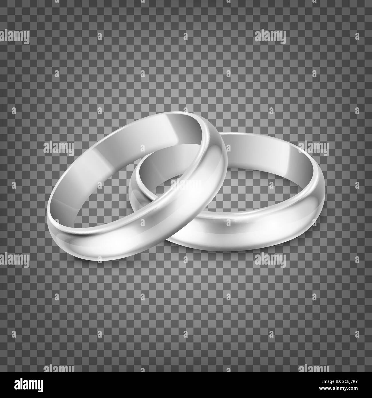 Vector 3d Realistic Silver Metal Wedding Ring Icon Set Closeup Isolated ...