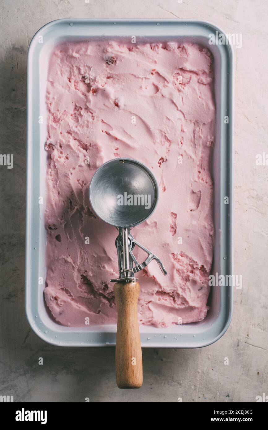 Delicious strawberry ice cream in set Stock Photo - Alamy