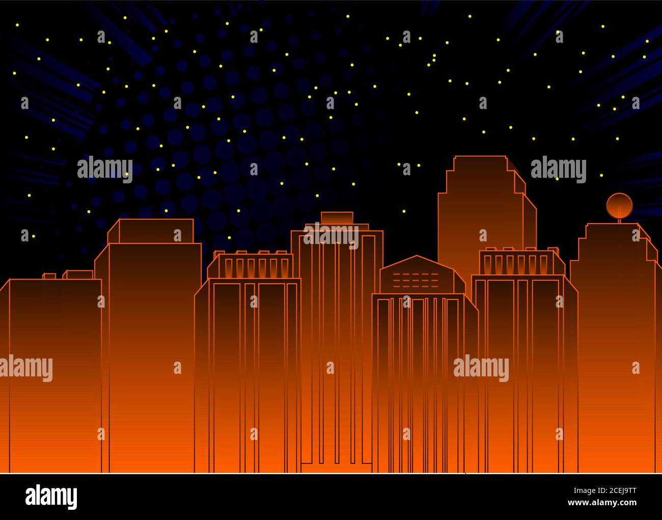 Comic book, Graphic novel Style Cartoon Night in the City with tall ...