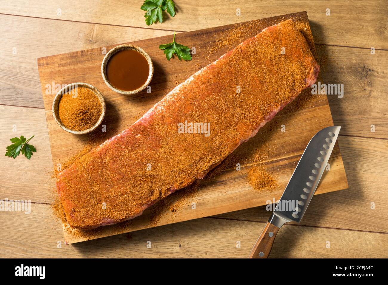 Raw St Louis Style BBQ Ribs with Rub Ready to Cook Stock Photo - Alamy