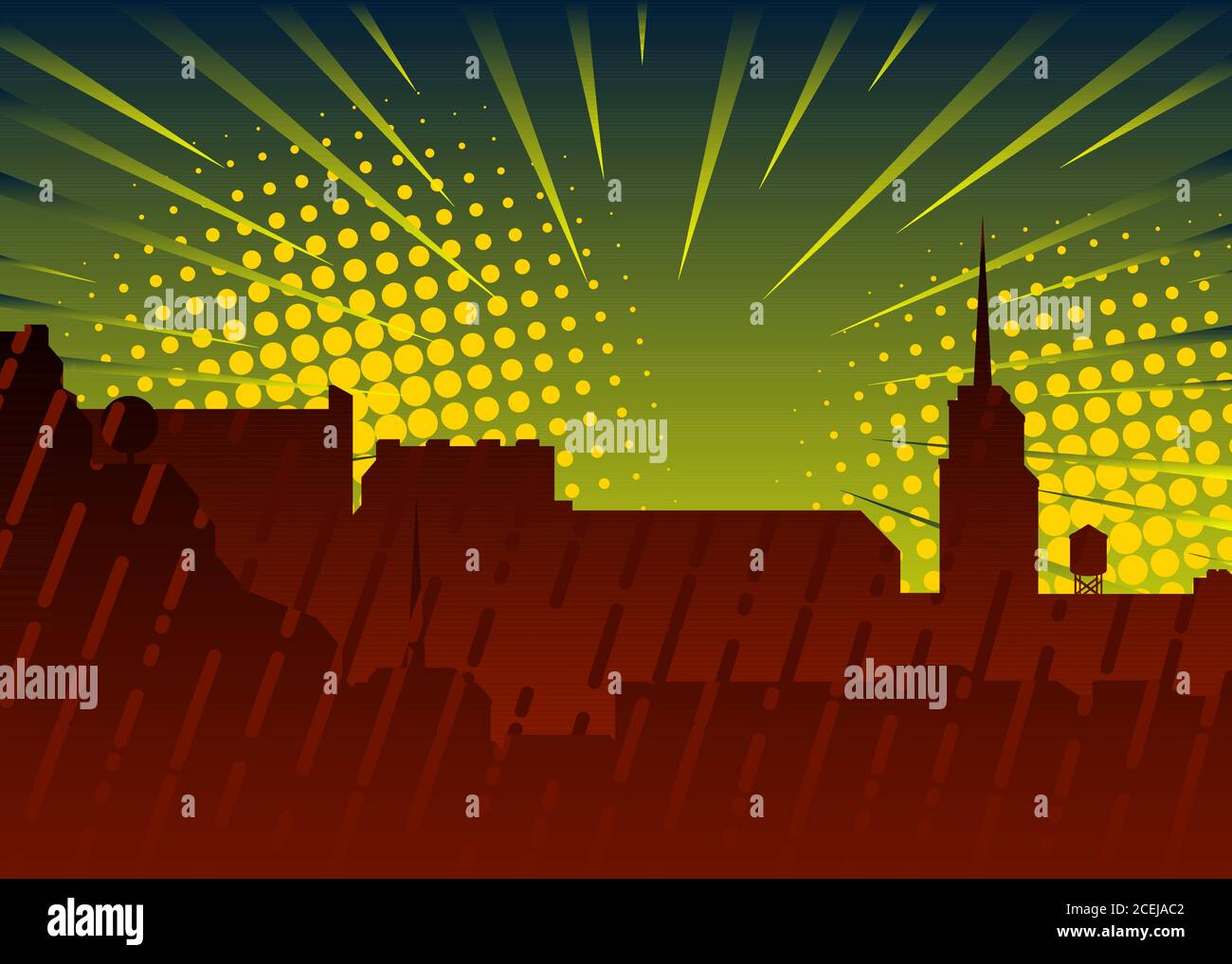 Comic book, Graphic novel Style Cartoon Night in the City with tall ...
