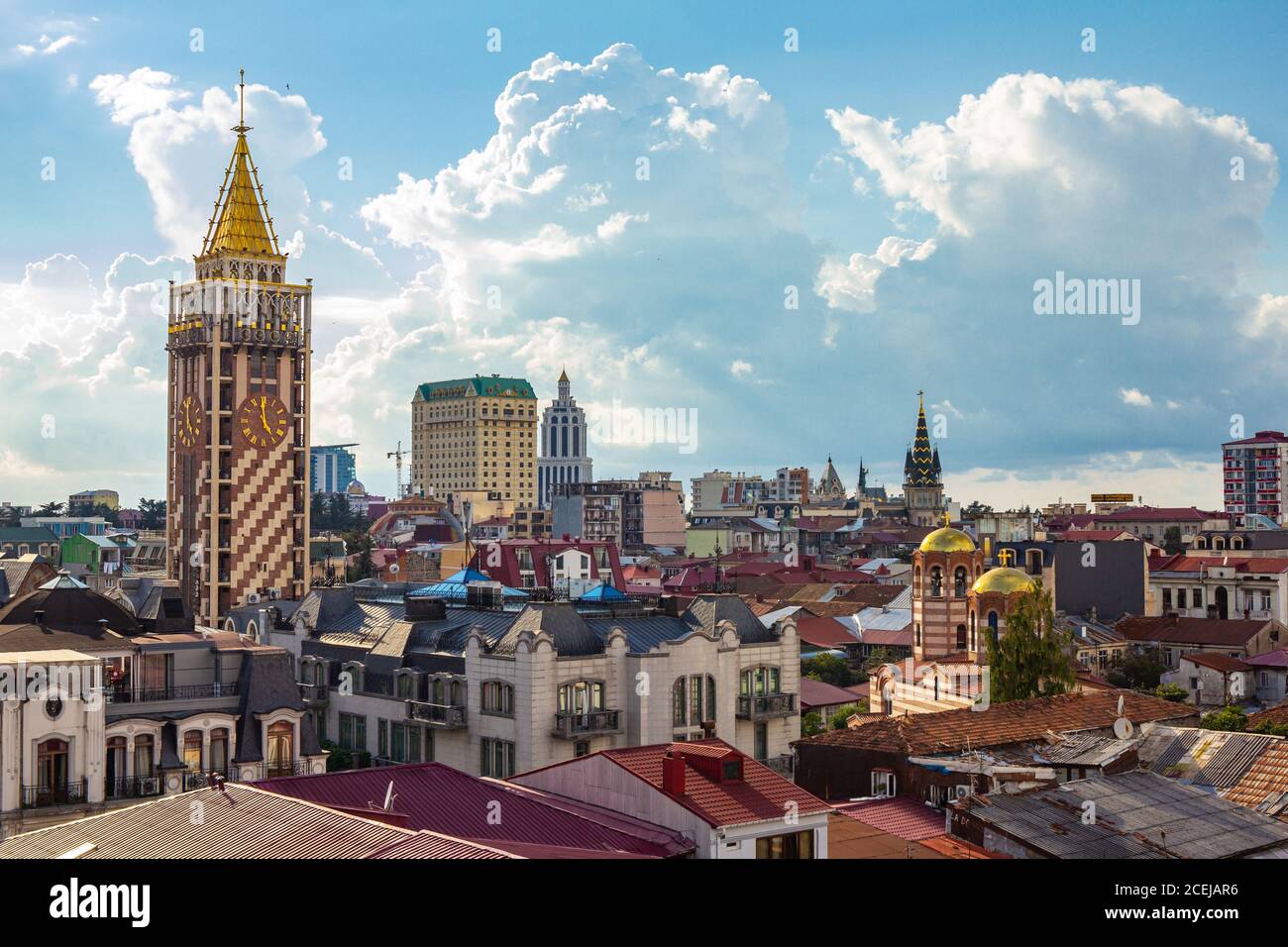 top view of the main attractions of old Batumi, located on the Black ...