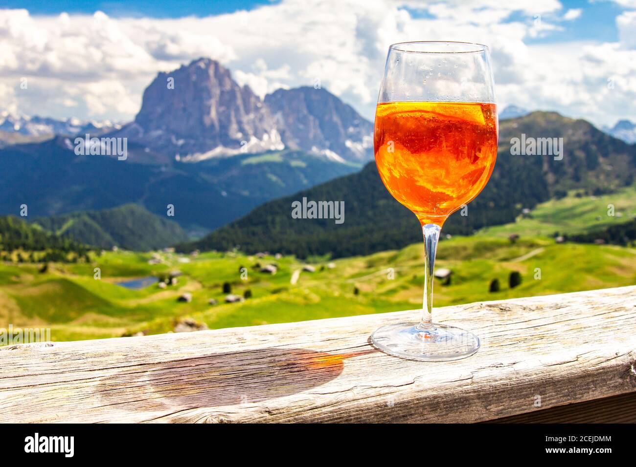 View of the traditional Italian alcoholic drink Aperol Spritz on the ...
