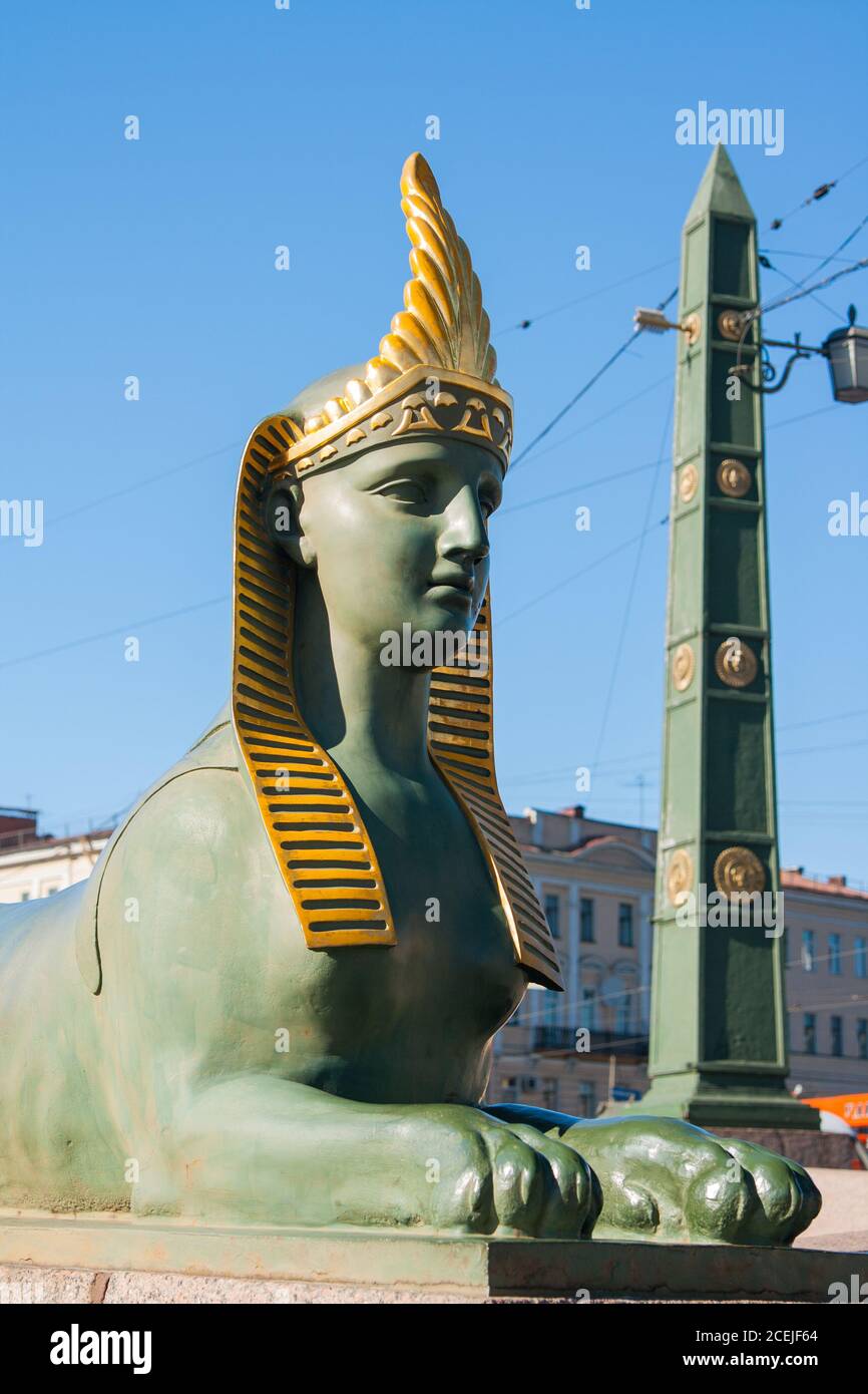 Sphinx of Egyptian bridge over the Fontanka river, St-Petersburg ...