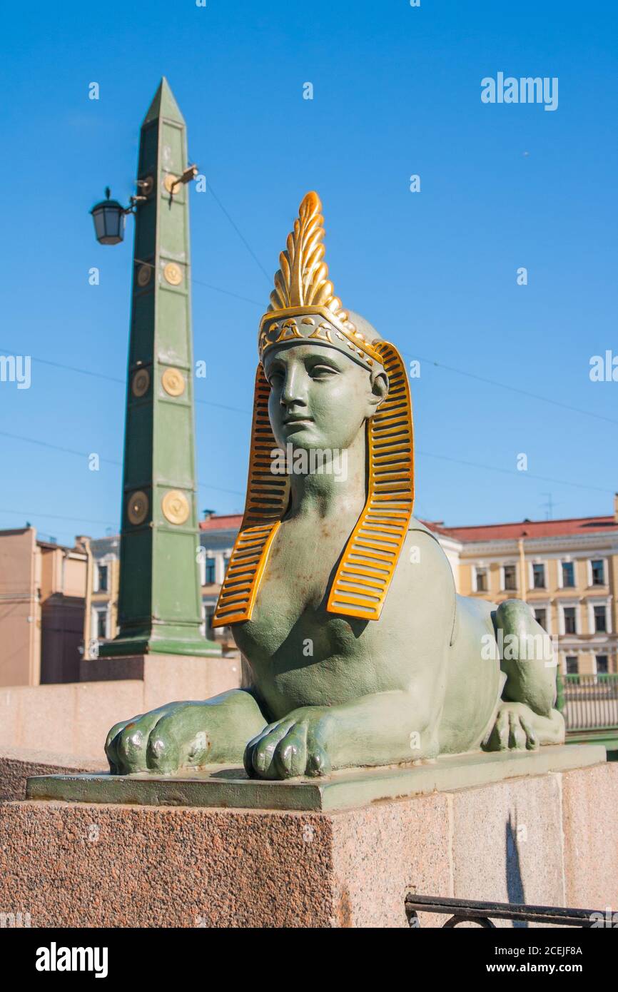 Sphinx of Egyptian bridge over the Fontanka river, St-Petersburg ...