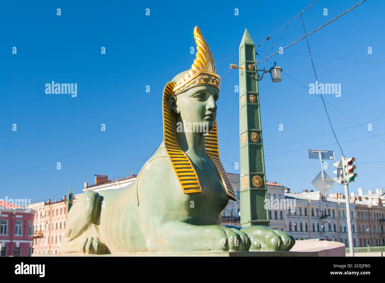 Sphinx of Egyptian bridge over the Fontanka river, St-Petersburg ...