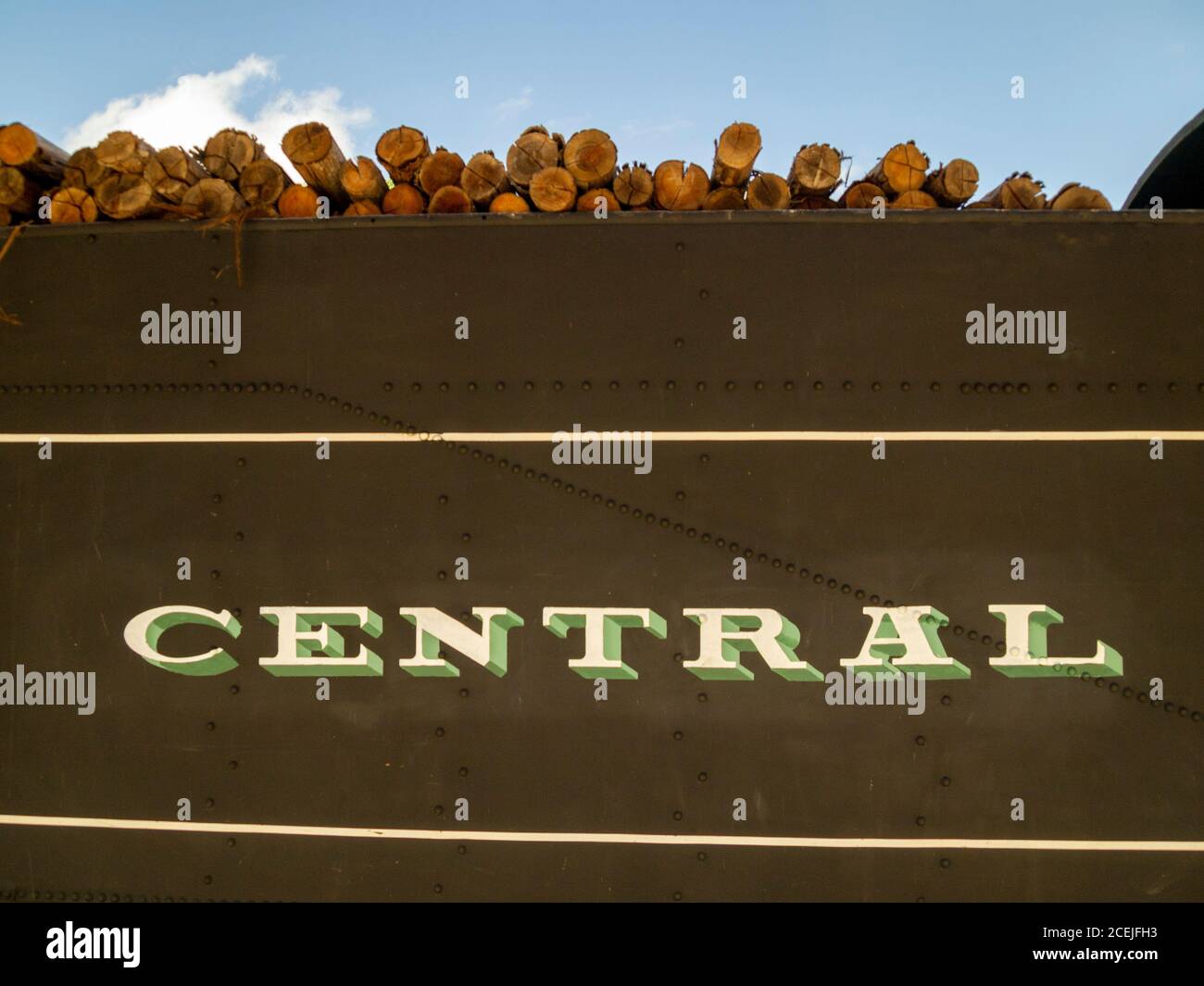 Detail of the touristic old english steam train that runs along a ...
