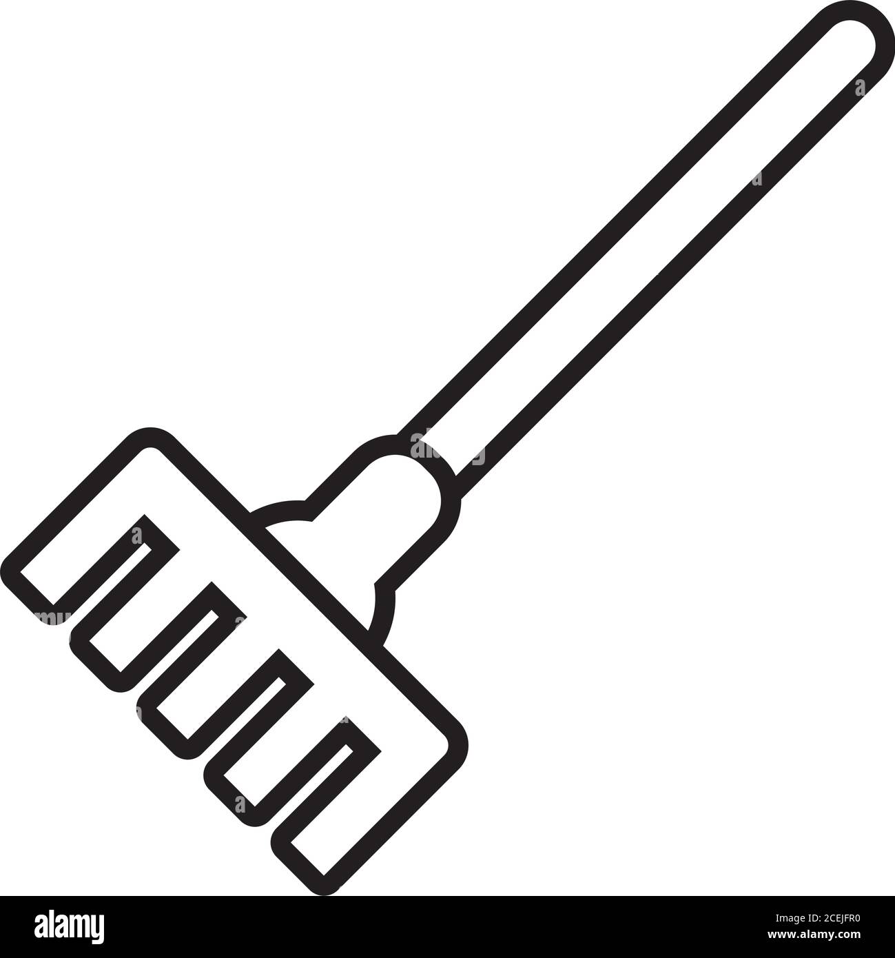 leaf rake icon over white background, line style, vector illustration ...