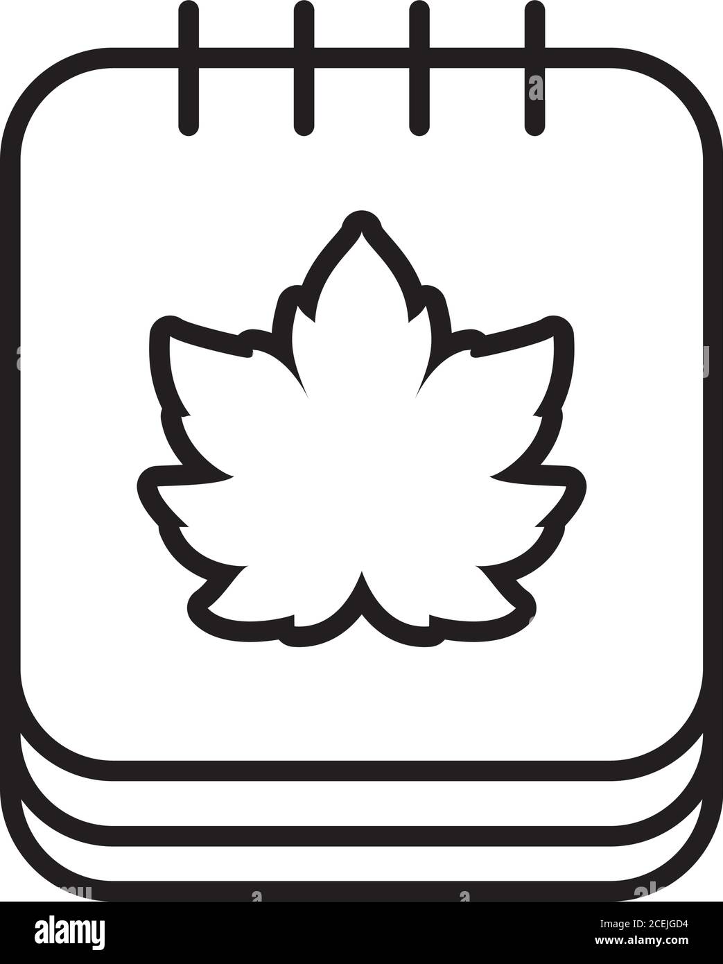 calendar with autumn leaf icon over white background, line style ...