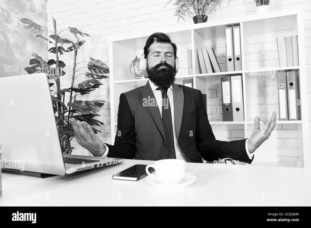 Crisis management. Inspiration concept. Boss at his workplace. Manager ...