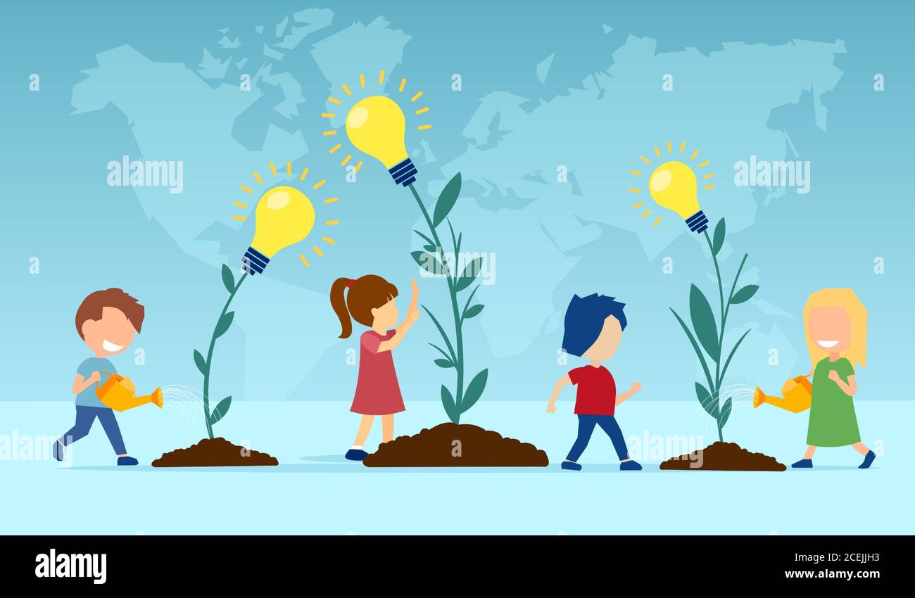 School children planting a tree Stock Vector Images - Alamy