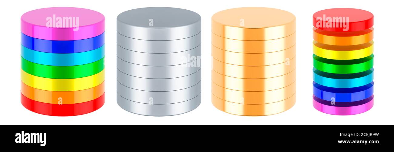 Set of Cylinders. Colored, metallic and golden cylinders. Business ...