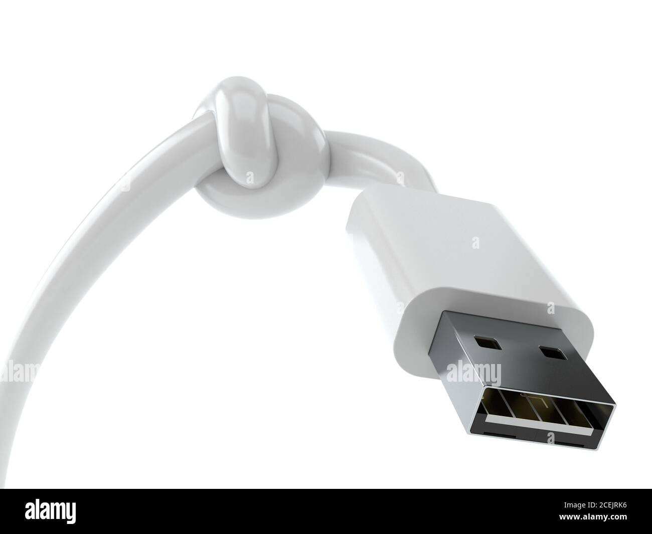 USB cable with knot isolated on white background Stock Photo - Alamy