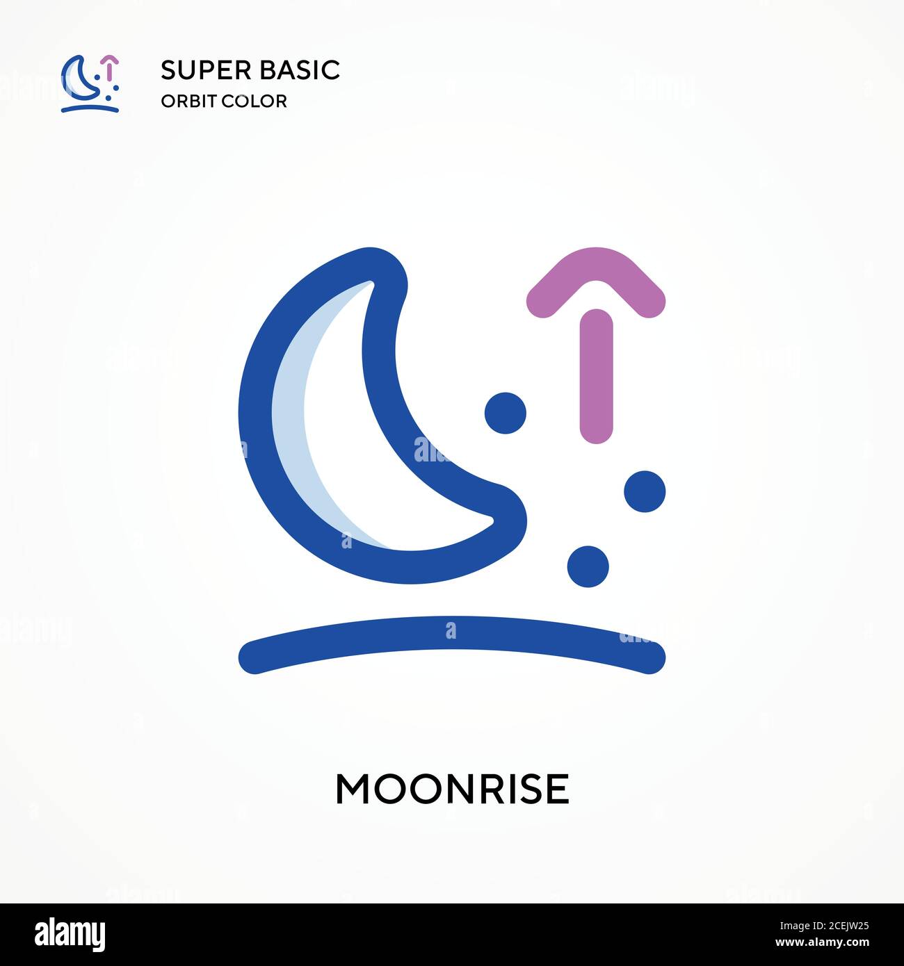 Moonrise super basic orbit color vector icon. Illustration symbol design template for web mobile ...