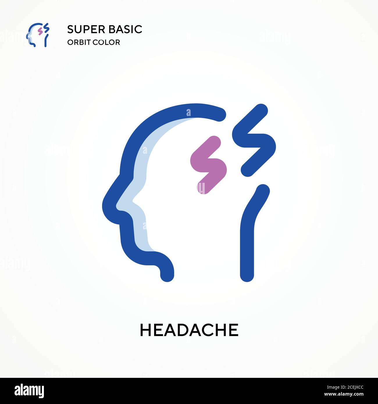 Headache super basic orbit color vector icon. Illustration symbol design template for web mobile ...