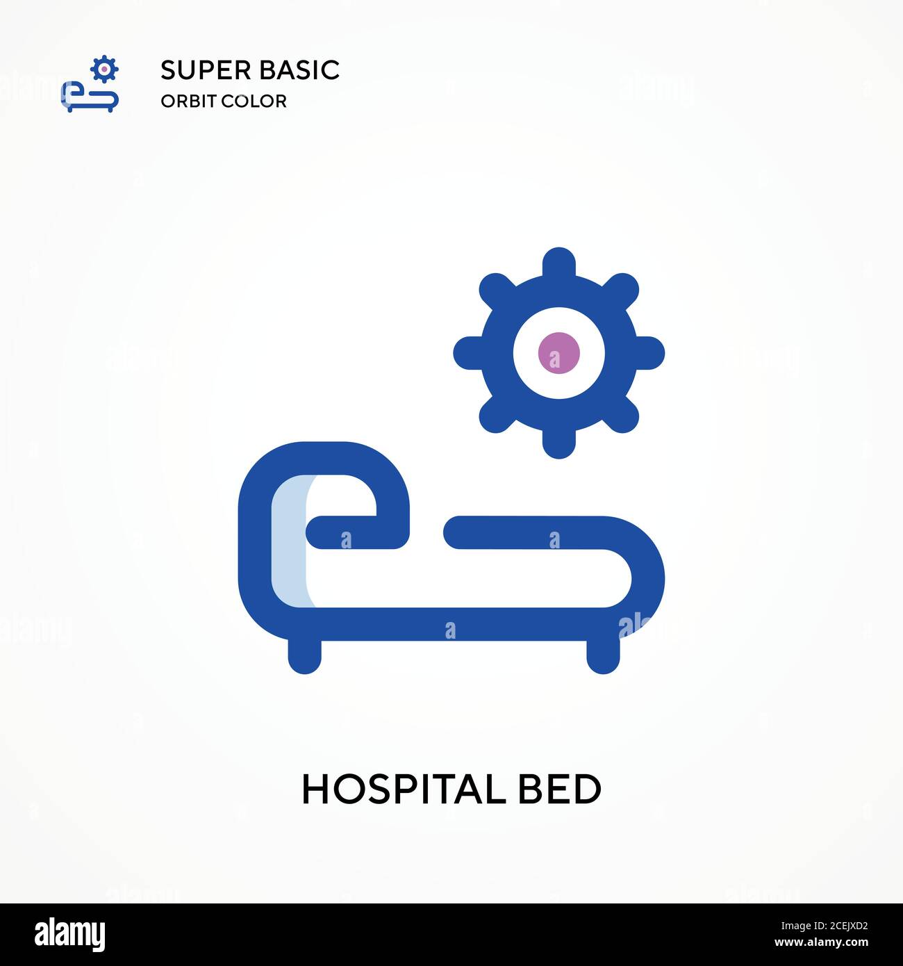 Hospital bed super basic orbit color vector icon. Illustration symbol design template for web ...