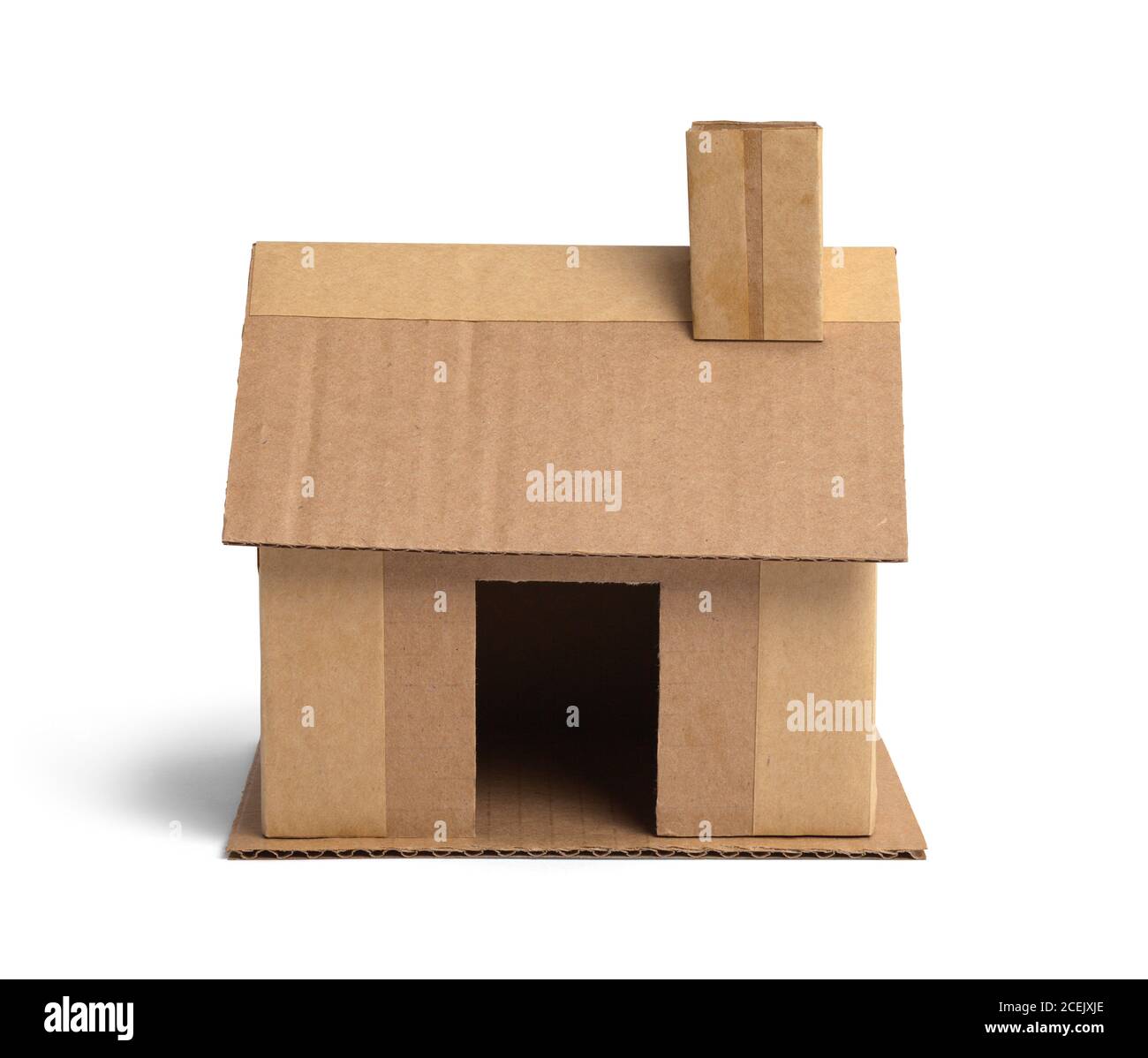 Cardboard Home Front View Isolated on White Stock Photo - Alamy