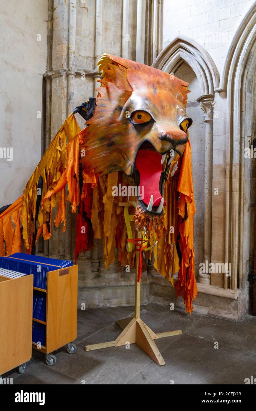 A Giant Lion puppet from the Alban Pilgrimage on display in St Albans ...