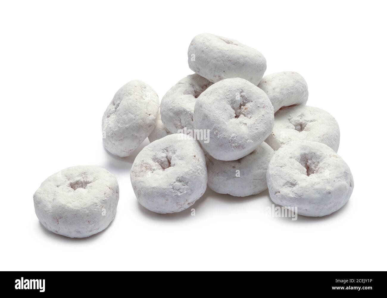Pile of Powdered Donuts Isolated on White Stock Photo - Alamy