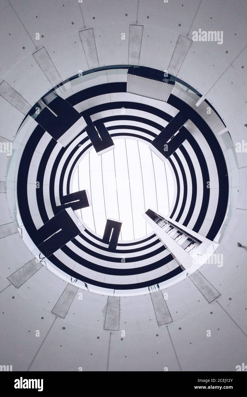 Futuristic hall design from below Stock Photo - Alamy