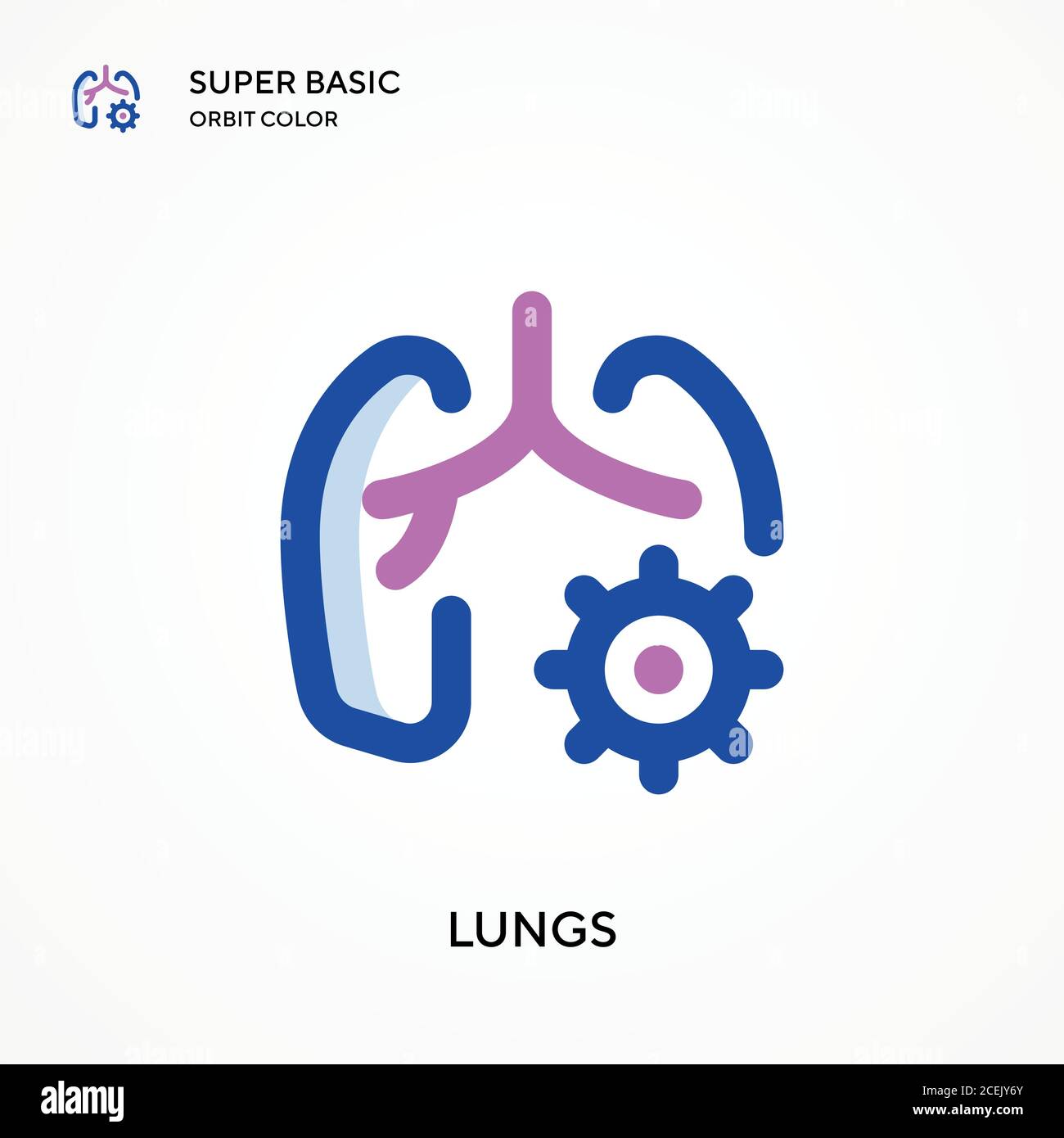 Lungs super basic orbit color vector icon. Illustration symbol design template for web mobile UI ...