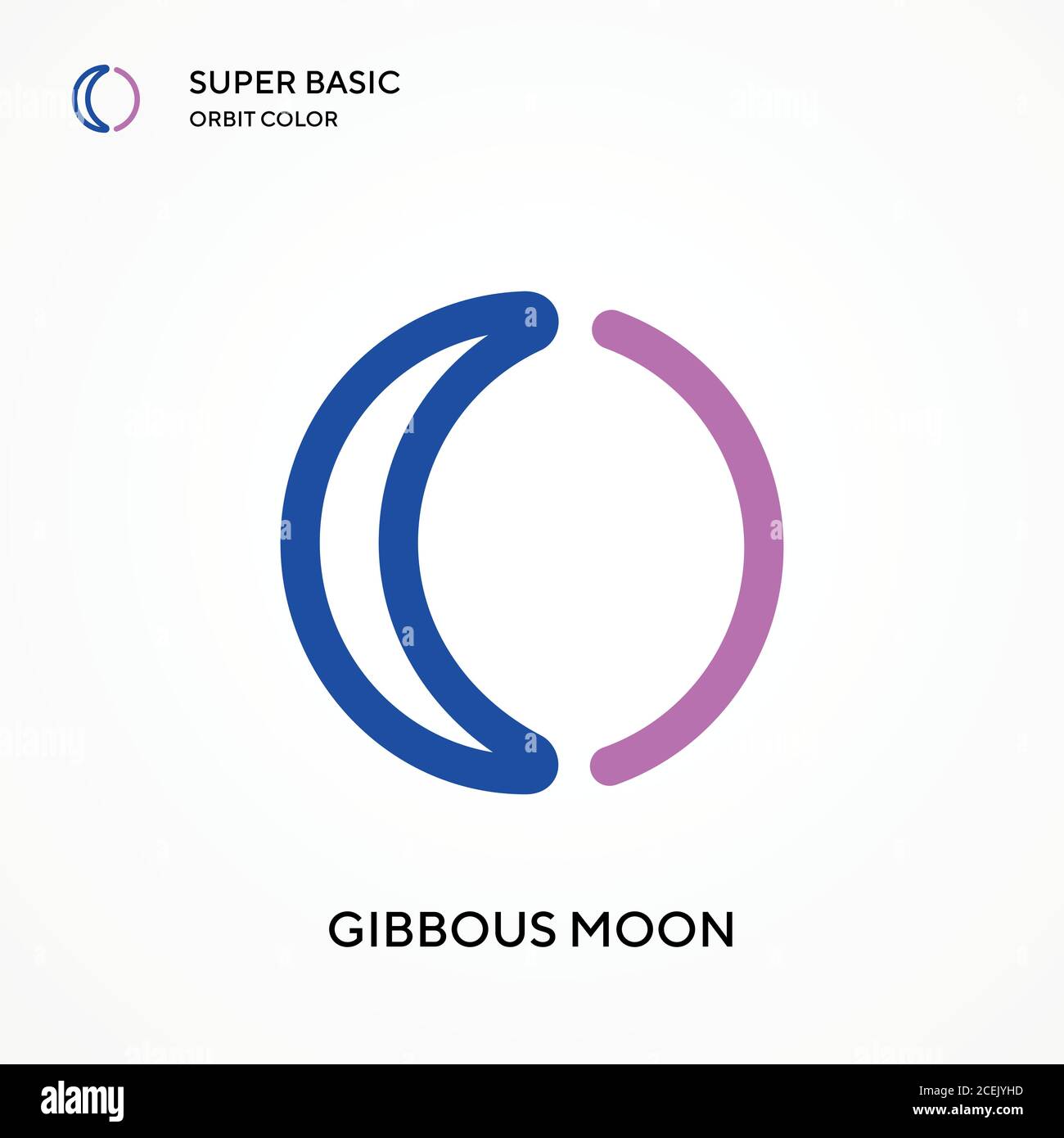 Gibbous moon super basic orbit color vector icon. Illustration symbol design template for web ...