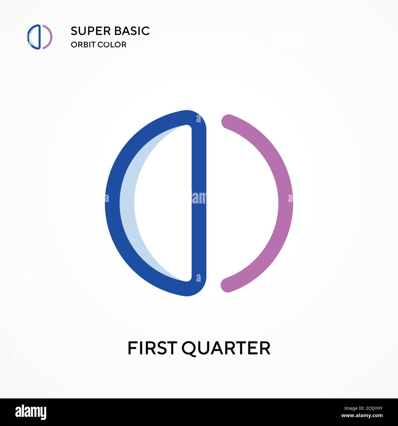 First quarter super basic orbit color vector icon. Illustration symbol ...