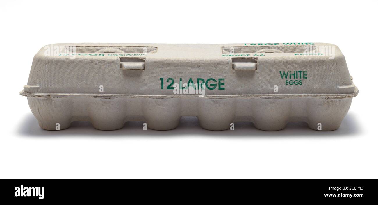 Carton of Large Eggs Front View Isolated on White Stock Photo - Alamy