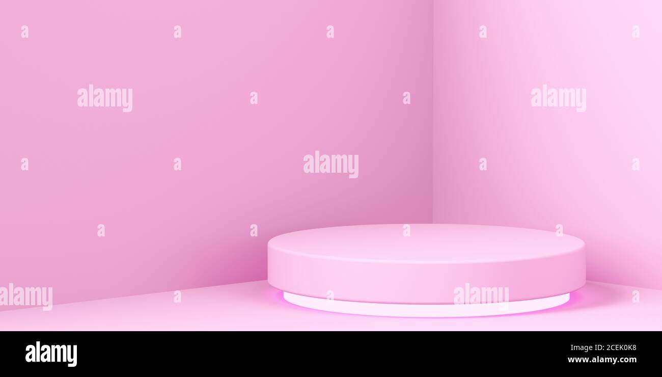 minimalism, simple pastel pink background with pedestal, copy space ...