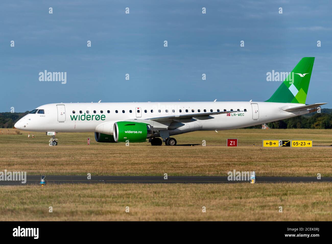 Widerøe Embraer 190 E2 jet airliner plane at London Southend Airport ...