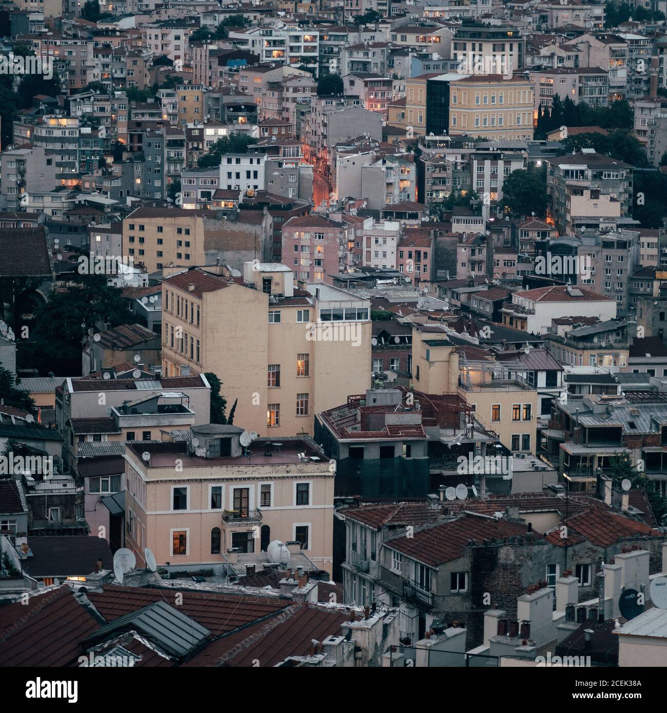 Amazing drone view of various apartment buildings located on streets of ...