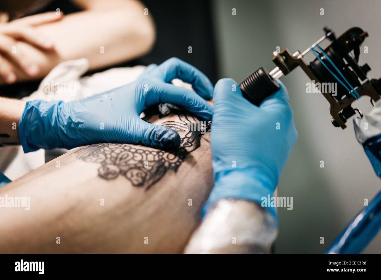 Crop hands coloring tattoo Stock Photo - Alamy
