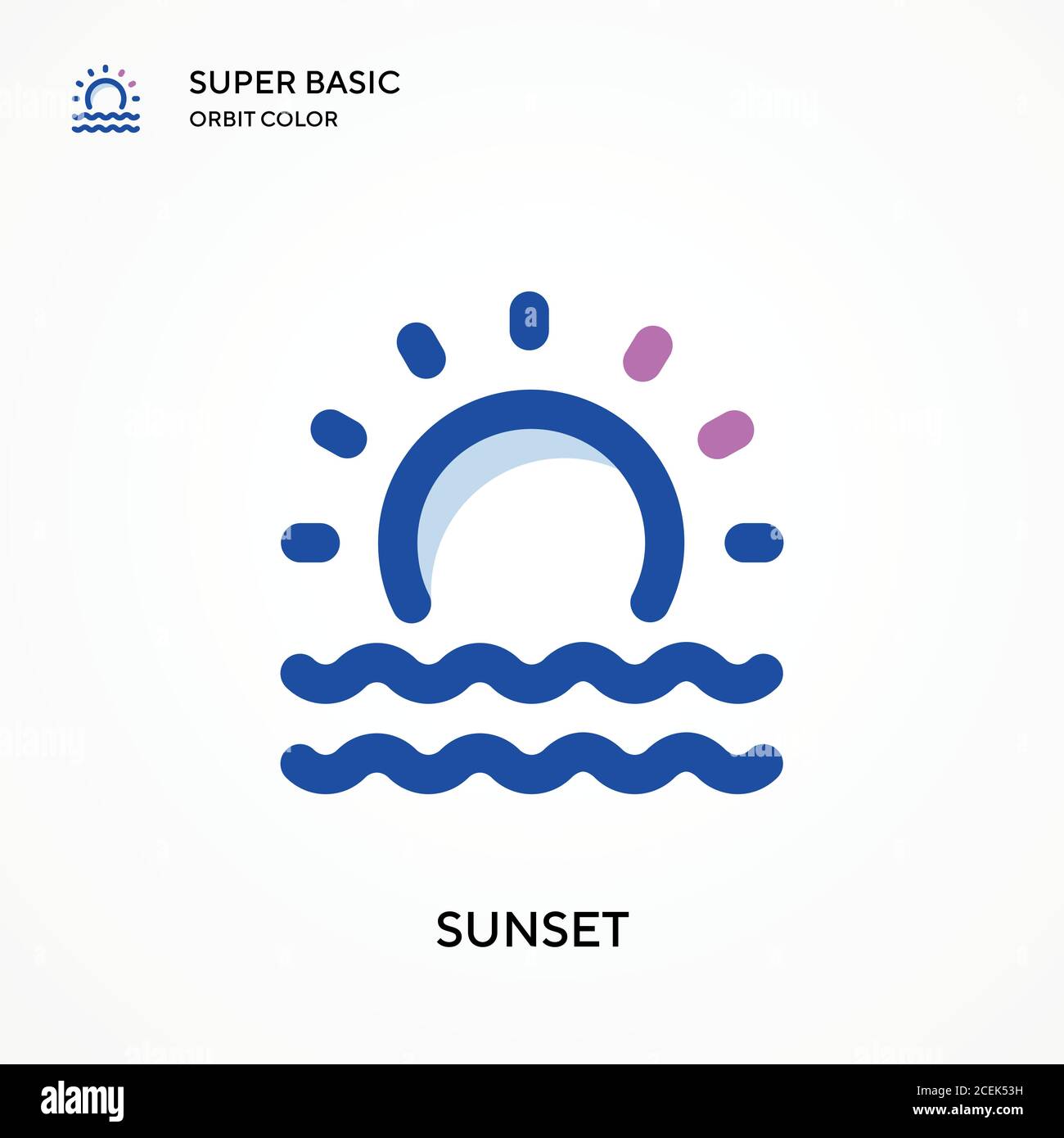 Sunset super basic orbit color vector icon. Illustration symbol design template for web mobile ...