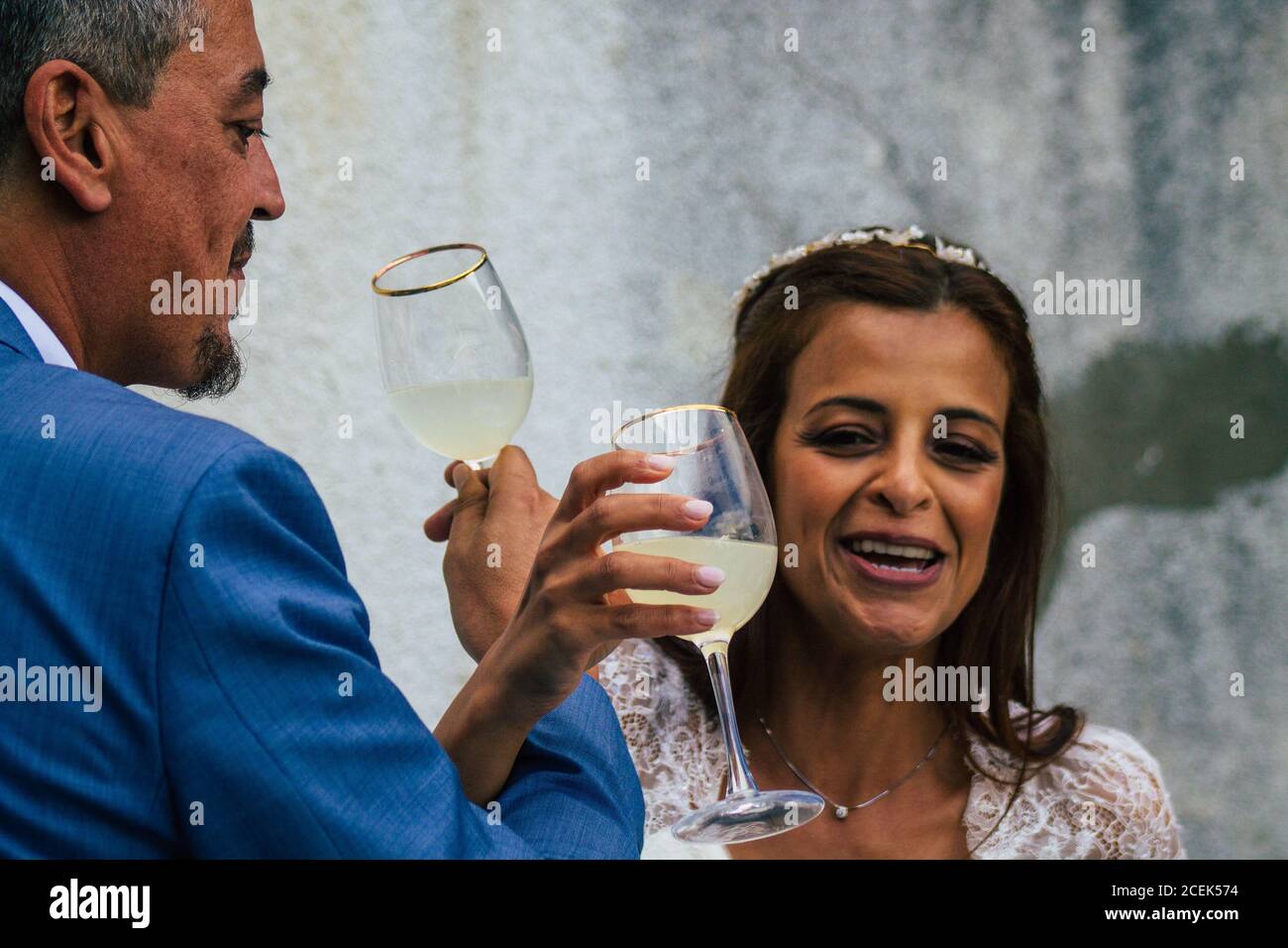Reims France August 29, 2020 View of unidentified couple participating ...